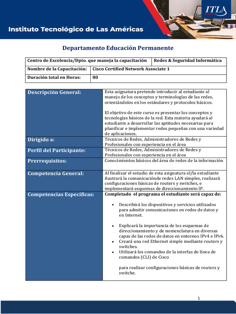 Programa de Clases CCNA1 | PDF | Enrutador (Computación) | Yo Pv6