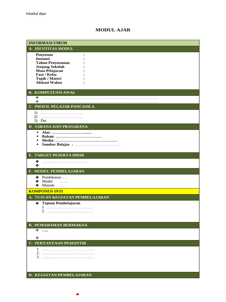 Format Modul Ajar KUMER | PDF | Komputer