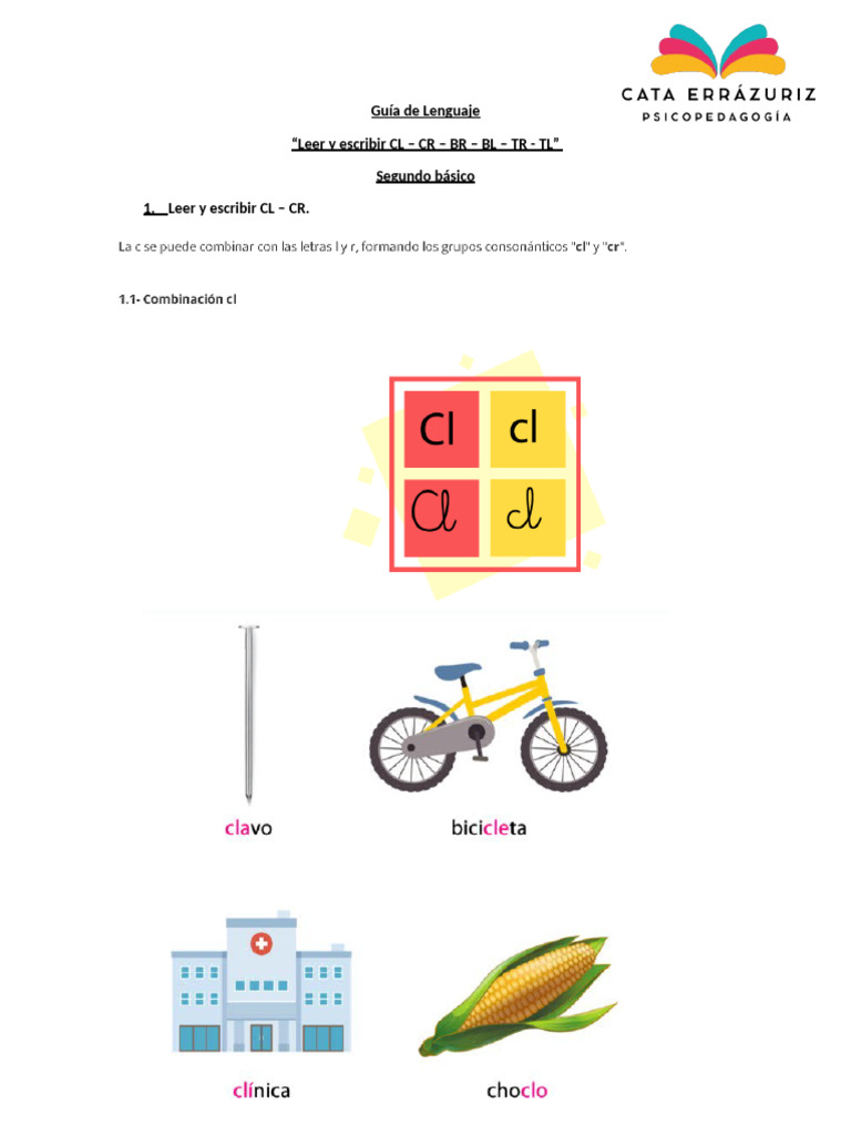 Guía de Lenguaje Grupos Consonanticos | PDF | Estudios de idiomas ...