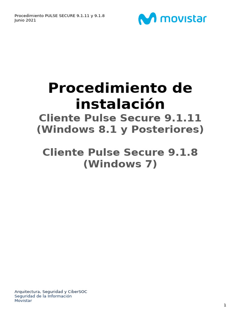 Procedimiento de instalación - PULSE SECURE 9.1.11 y 9.1.8 | PDF | Windows 7 | Microsoft Windows