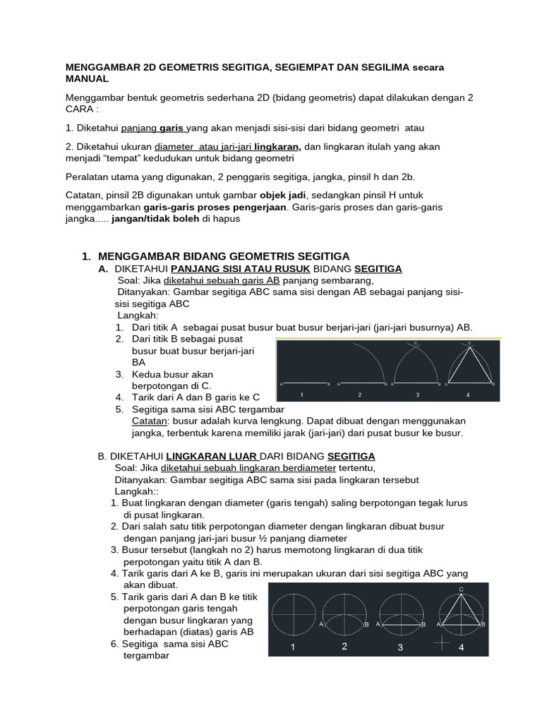 HO.1 M3. GAMBAR 2D SEGI 3,4 Dan 5 Secara MANUAL | PDF | Metode & Bahan Ajar