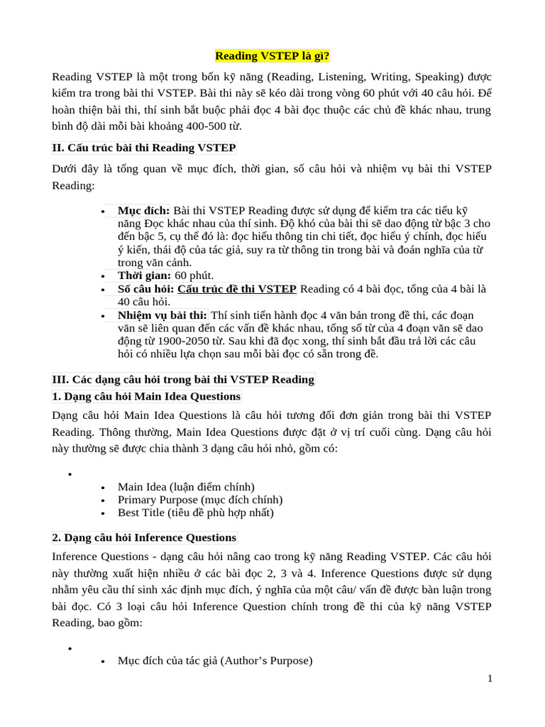 VSTEP Revision (Reading and Speaking) | PDF