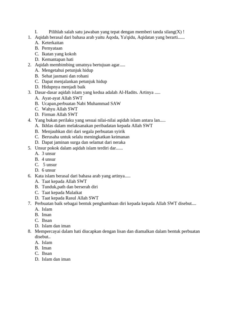 Soal Pas Kelas 7 SMT 1 | PDF