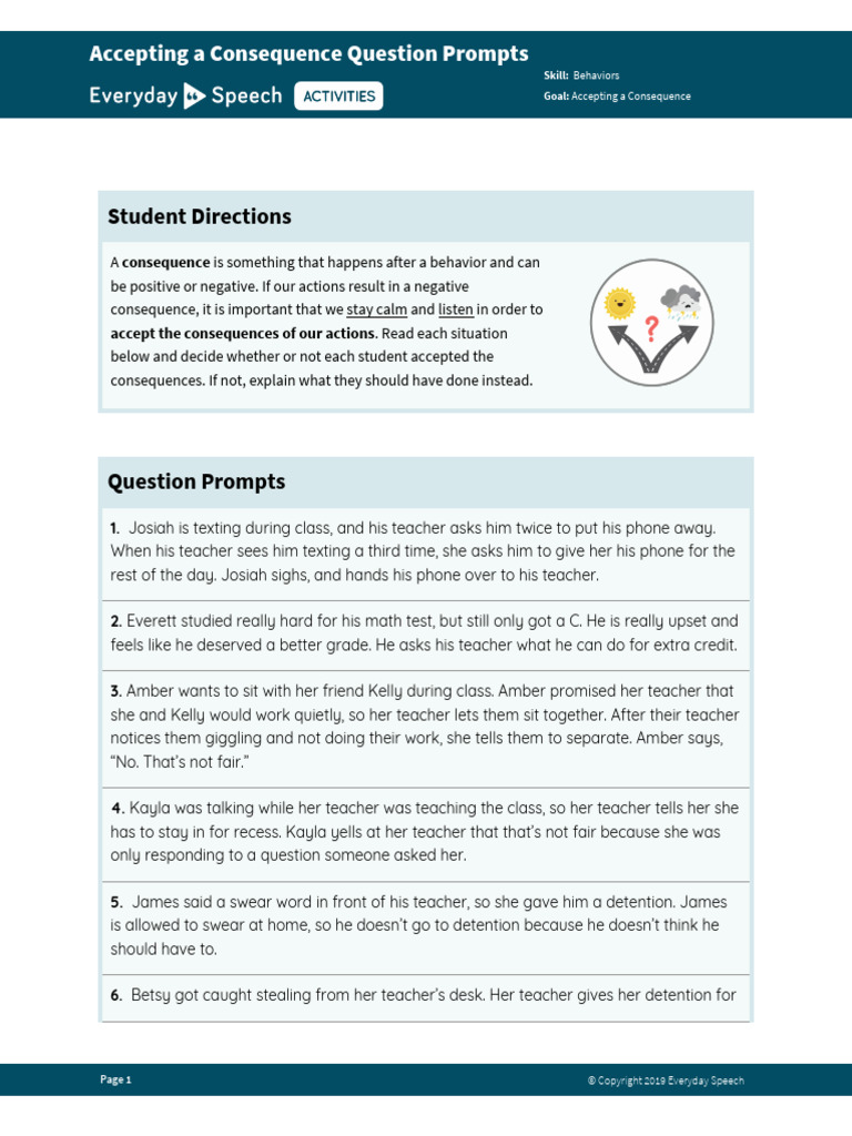 Consequence Acceptance Scenarios for Students | PDF | Teachers