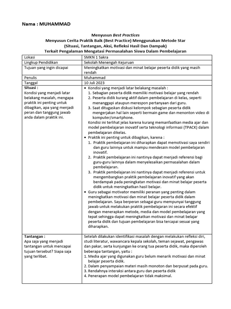 Best Practices Model STAR | PDF | Karier & Perkembangan