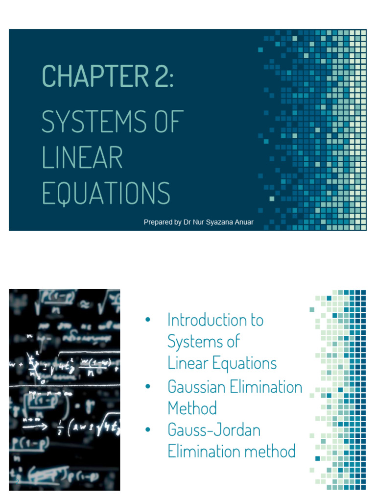 2 1 Systems of Linear Equations Gauss Elimination and Gauss Jordan ...