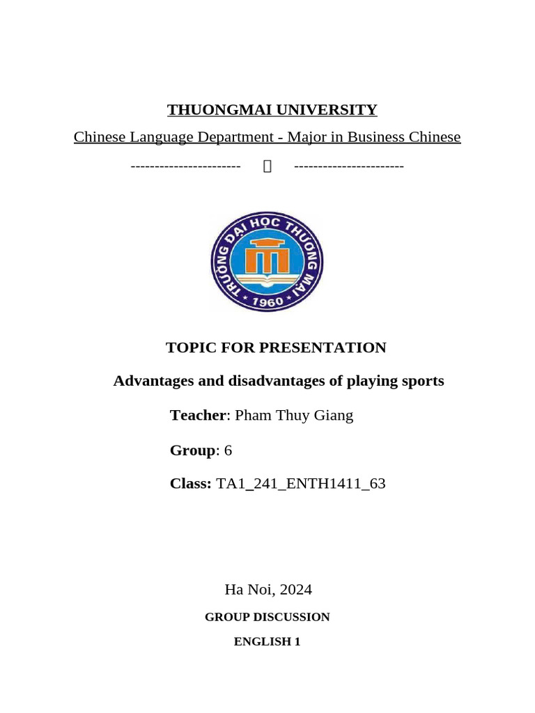 GROUP 6 Advantages and Disadvantages of Playing Sports | PDF | Strength ...