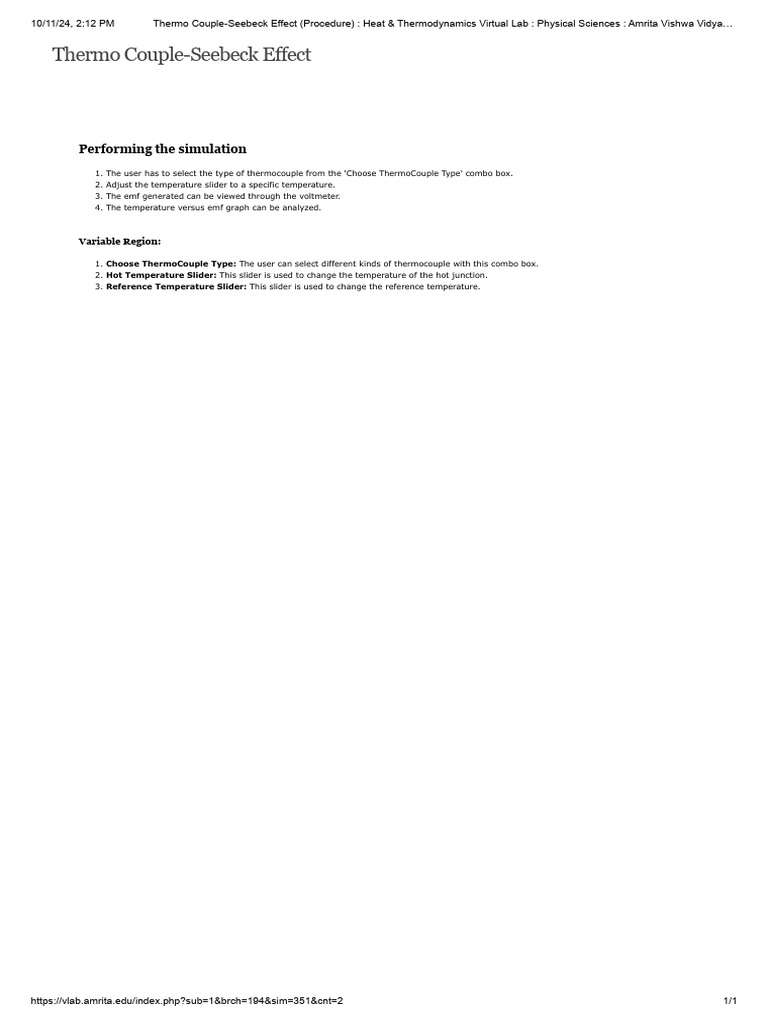 Thermocouple Simulation Guide | PDF