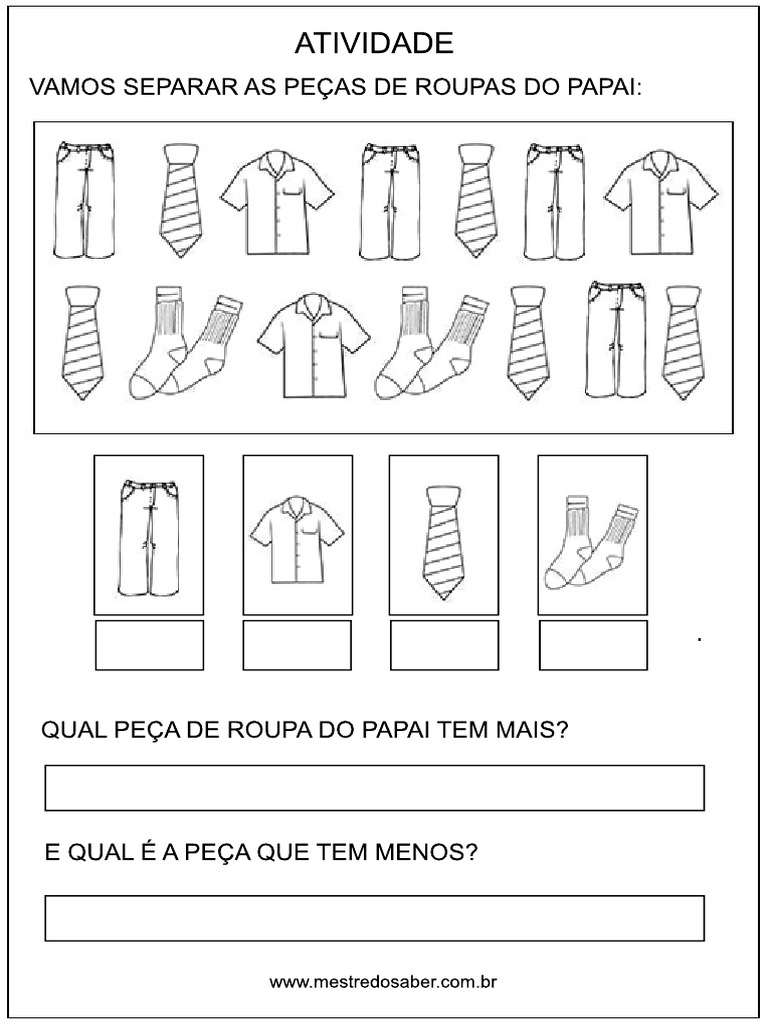 Atividades de Separação de Roupas do Papai | PDF