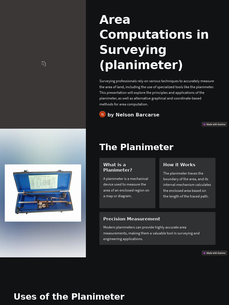 Area Computations in Surveying Planimeter | PDF | Area | Surveying