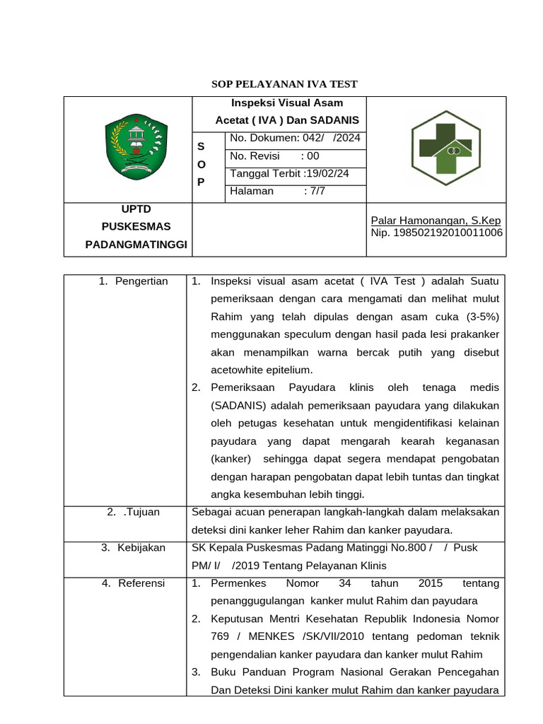 SOP Iva Test | PDF