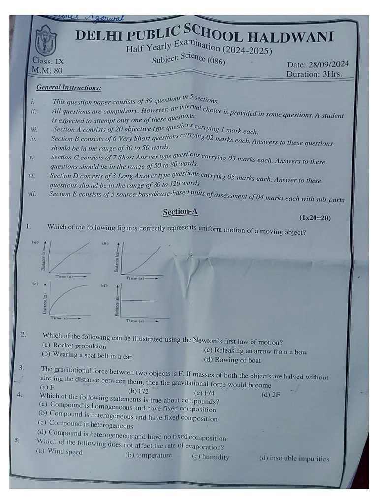 9th Class DPS (Maths) | PDF