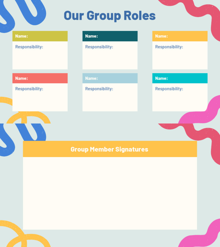 Colorful Riso Group Roles Collaborative Contract | PDF