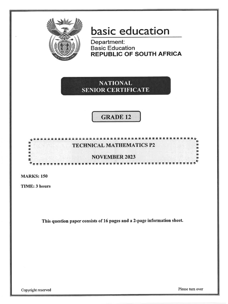 Technical Mathematics P2 Nov 2023 Eng | PDF