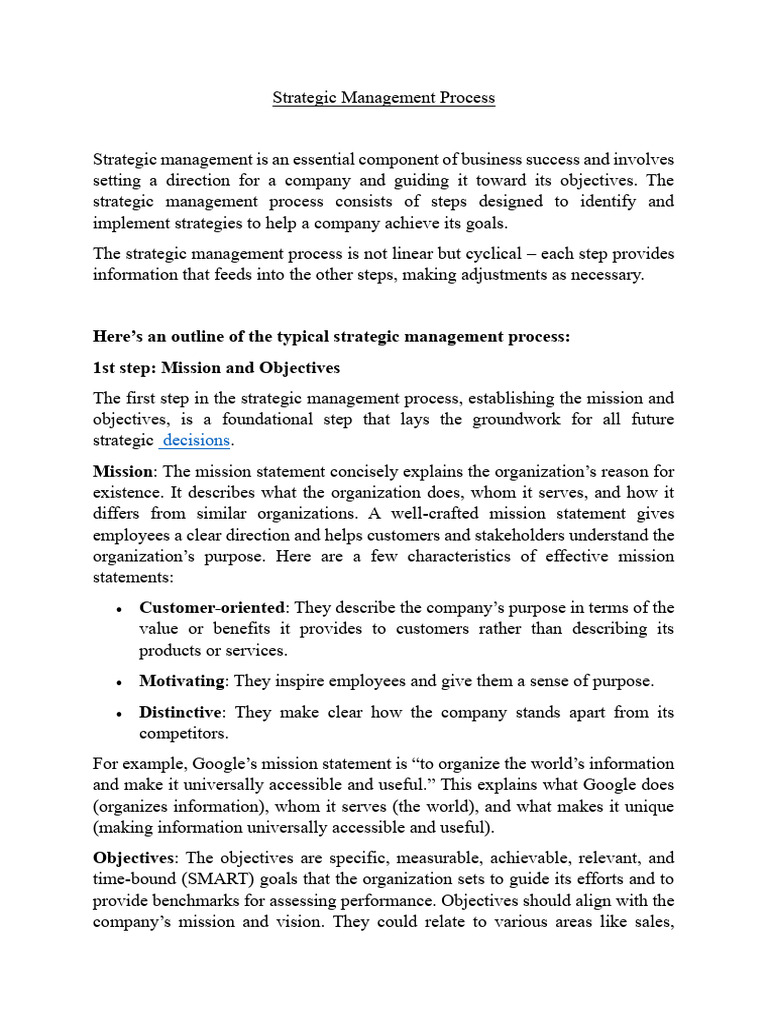 strategic mgmt process | PDF | Strategic Management | Performance Indicator