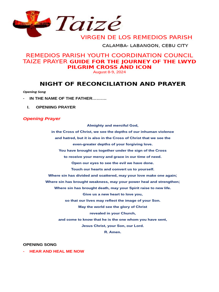 RPYCC Taize Guide LYWD Cross & Icon Visit | PDF | Jesus | Prayer