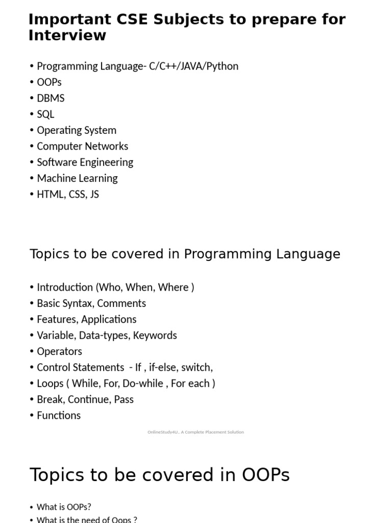 Key CSE Subjects for Interviews | PDF | Sql | Internet Protocol Suite