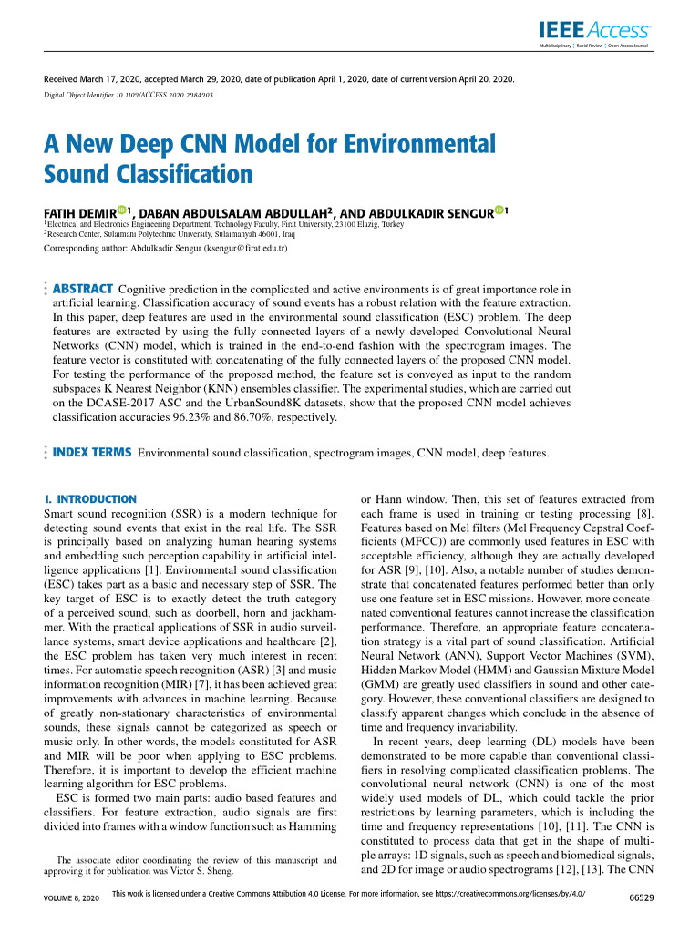 A New Deep CNN Model for Environmental sound classification | PDF | Computational Neuroscience ...