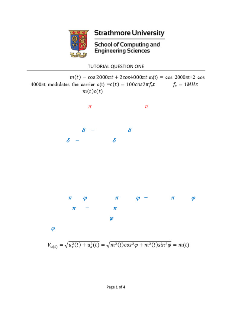 TUTORIAL QUESTIONS | PDF | Telecommunications Engineering | Electronics