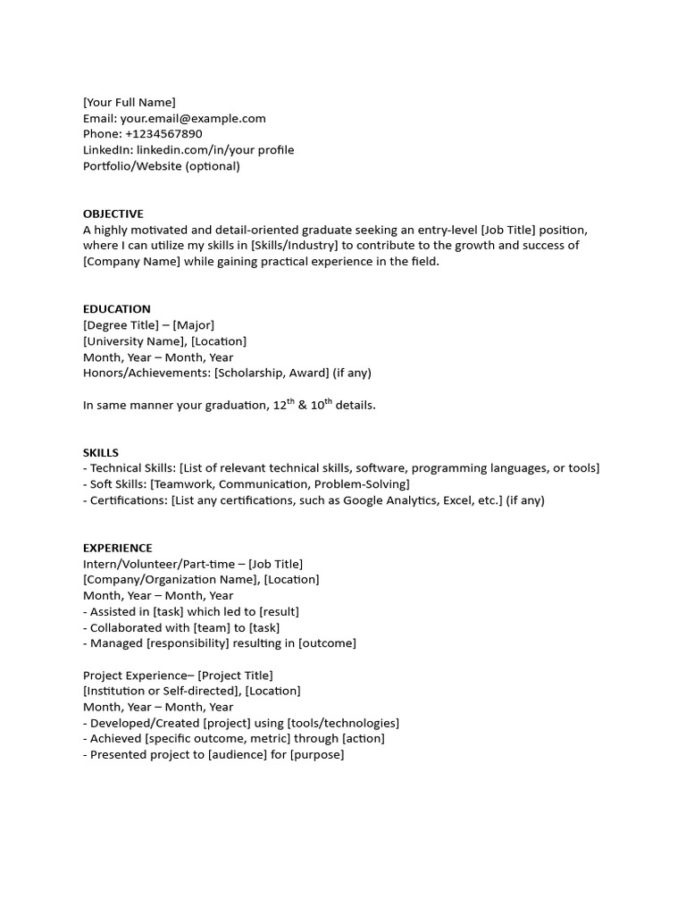 CV Format and Demo Guide | PDF