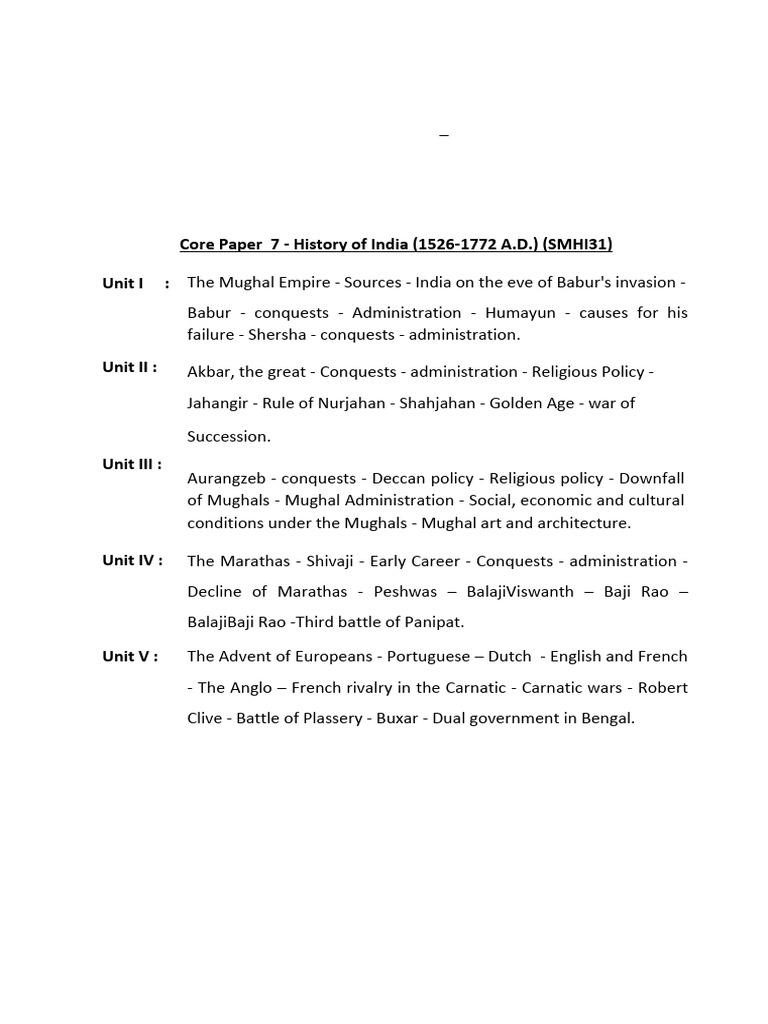 History of India 1526 1772 Iii Sem | PDF