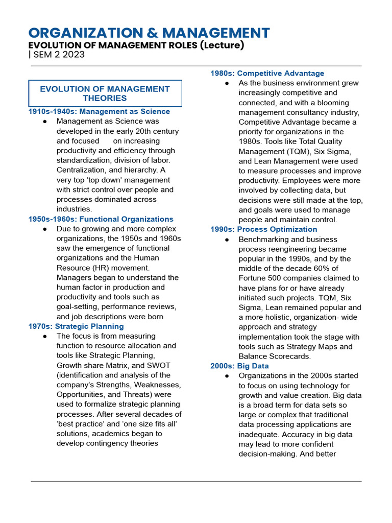 Evolution of Management Theories | PDF | Business