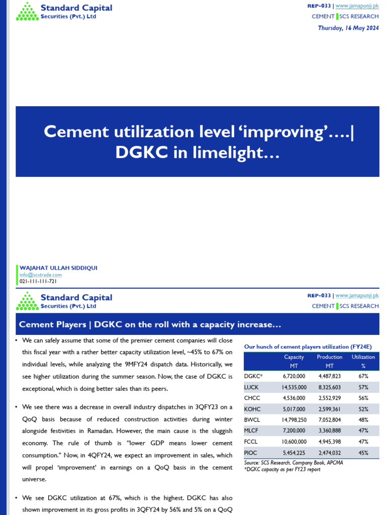 Cement Utilization Level Improving | PDF | Securities (Finance ...