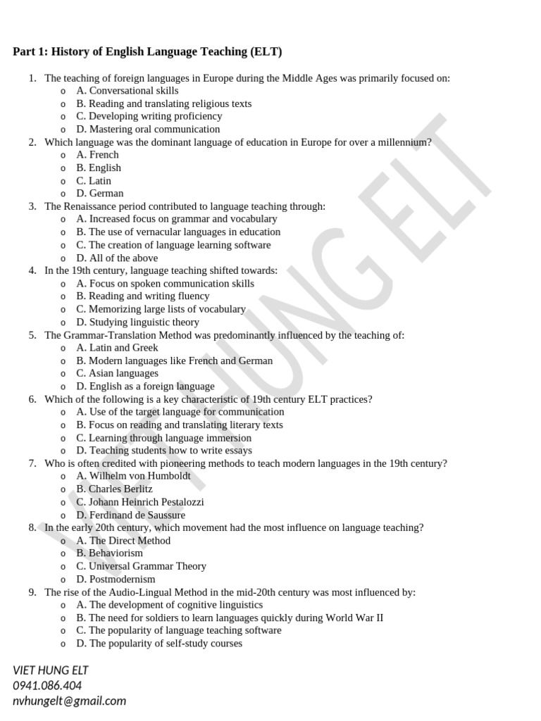 History of English Language Teaching Methods | PDF | Language Education ...
