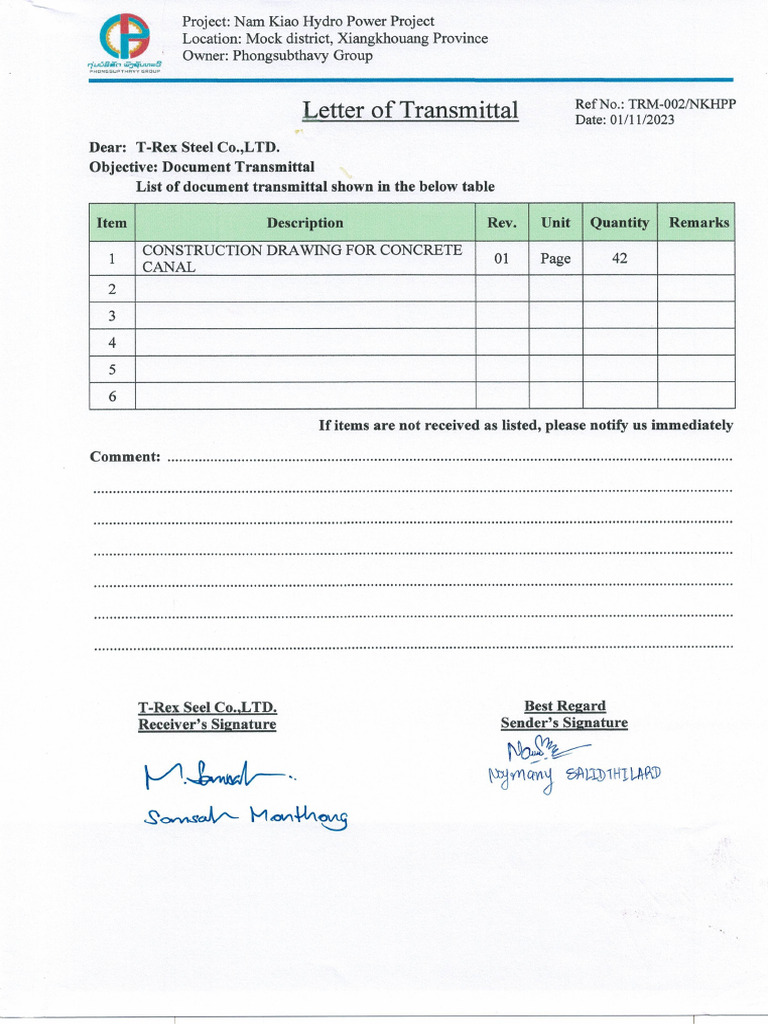 TRM 002 NKHPP Constuction Drawing For Concrete Canal 01-11-2023 | PDF