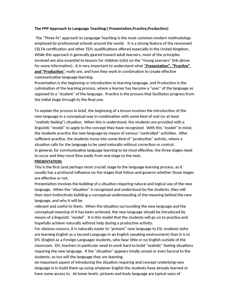 The PPP Approach To Language Teaching | PDF | English As A Second Or ...