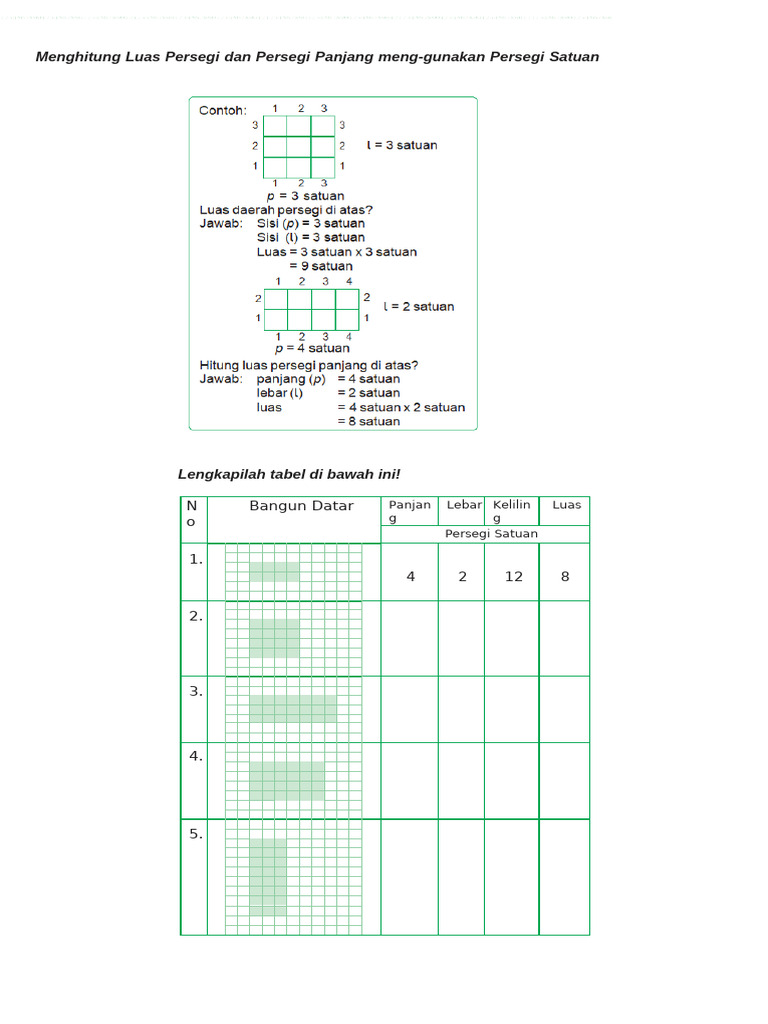 Menghitung Luas Persegi dan Persegi Panjang | PDF | Sains & Matematika ...