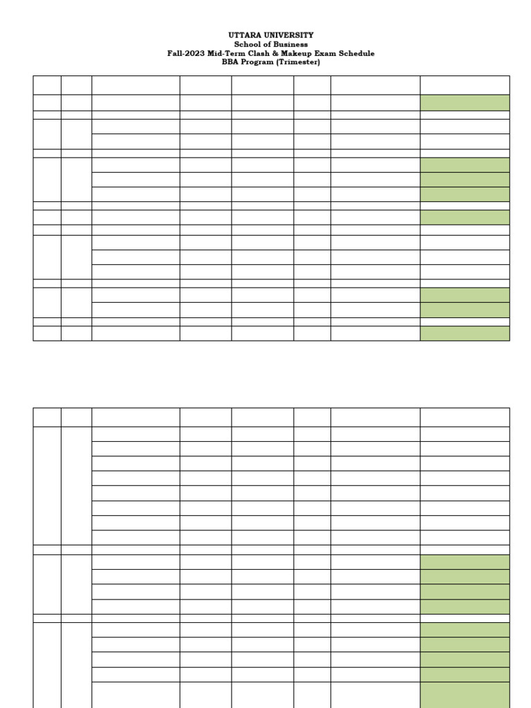 Fall 2023 BBA Trimester Mid Term Clash Makeup Exam Schedule | PDF | Economies