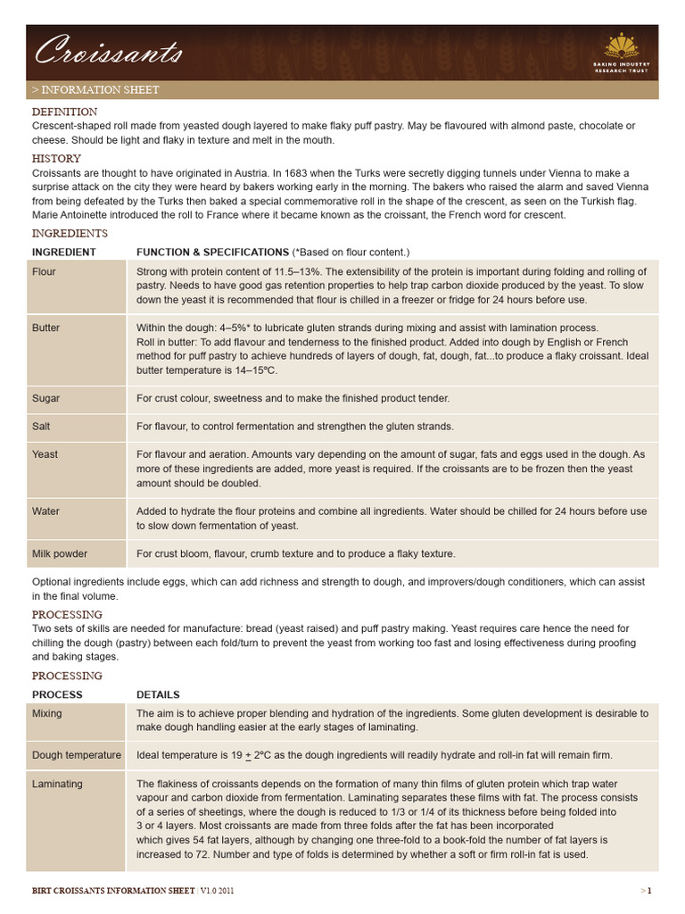 Croissant Production Guide | PDF | Foods | Baking