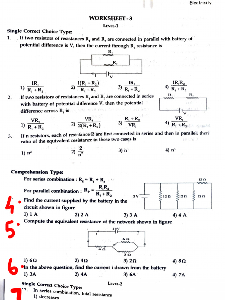 MCQ_Electricity | PDF | Series And Parallel Circuits | Electrical Resistance And Conductance
