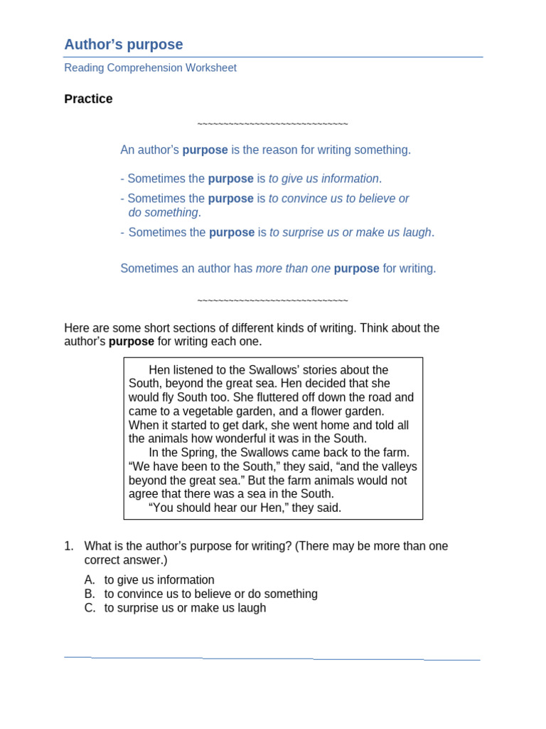 Author's Purpose | PDF