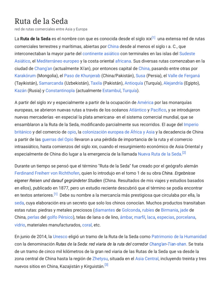 Ruta de La Seda - Wikipedia, La Enciclopedia Libre | PDF | Ruta de la Seda