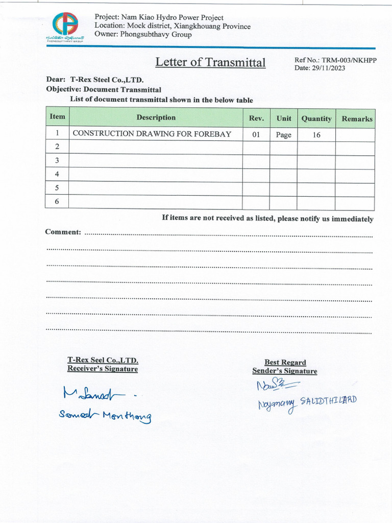 Trm-003-Nkhpp-construction Drawing For Forebay Nam Kiao Project Rev-01 ...