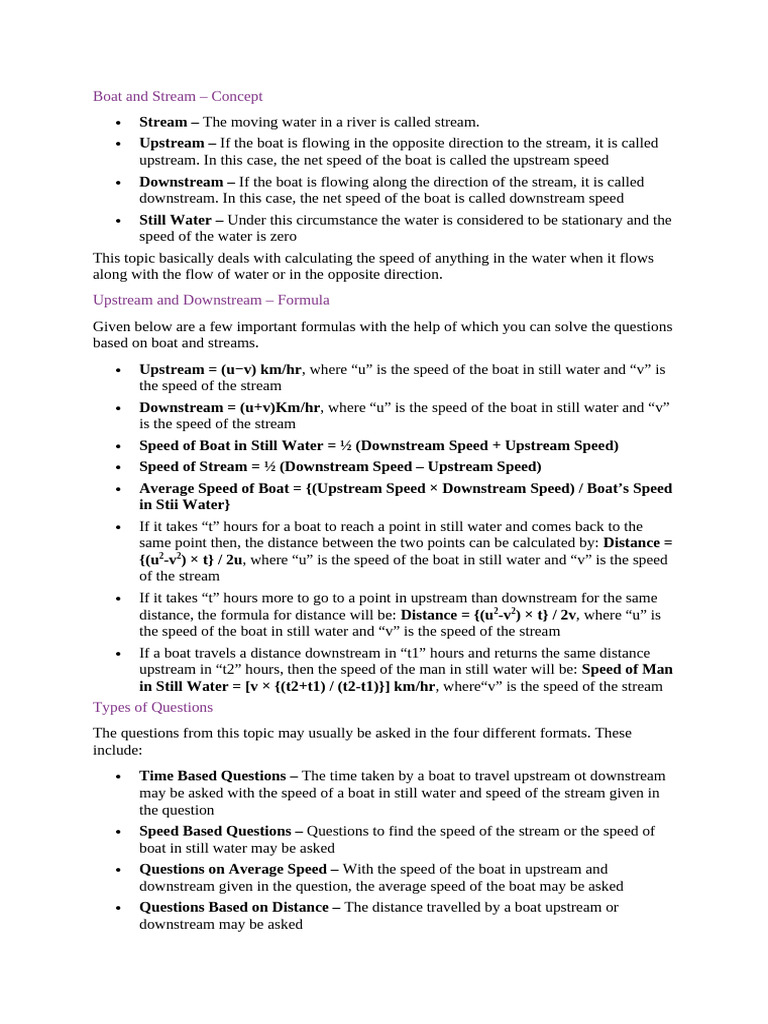 Boat and Stream | PDF | Speed | Motion (Physics)