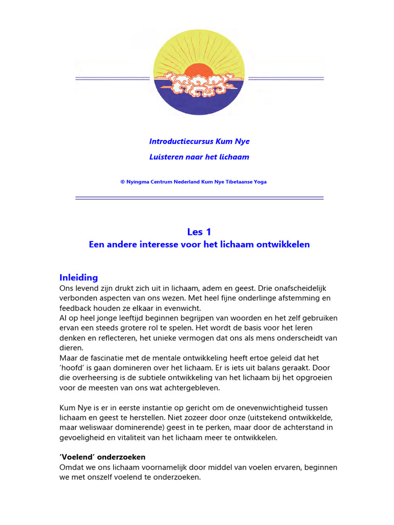 E Introductie Kum Nye Les 1 | PDF