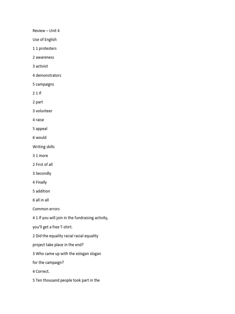 Unit 4 Review: English Language Skills | PDF