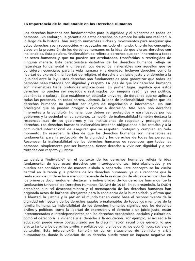Inalienable e Indivisible | PDF | Derechos humanos | Derechos