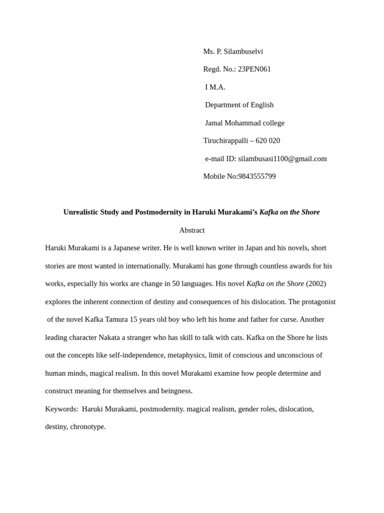 Kafka On The Shore | PDF