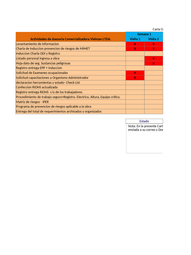 Carta Gantt Requerimientos Asesoria | PDF