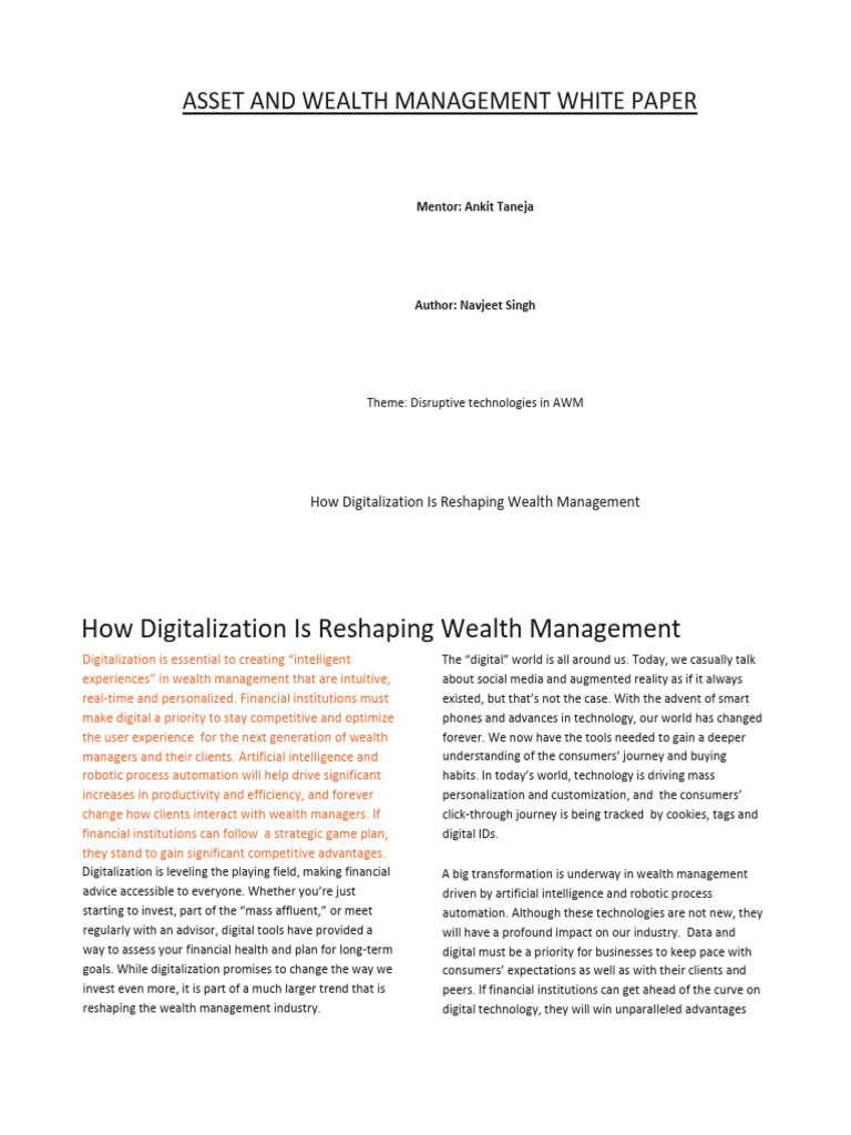 Digital Transformation in Wealth Management | PDF | Artificial ...