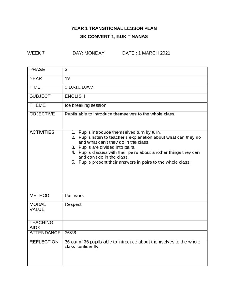 1 Monday Pdf Lesson Plan Teachers