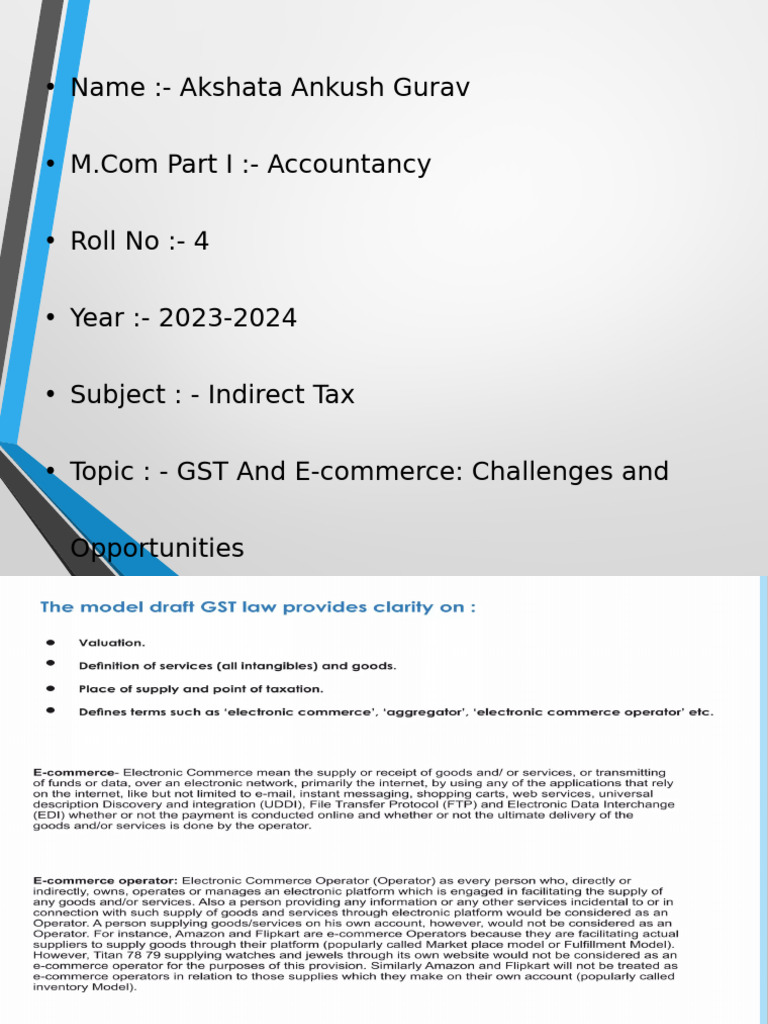 GST and E-Commerce Challenges and Opportunities | PDF | Technology & Engineering