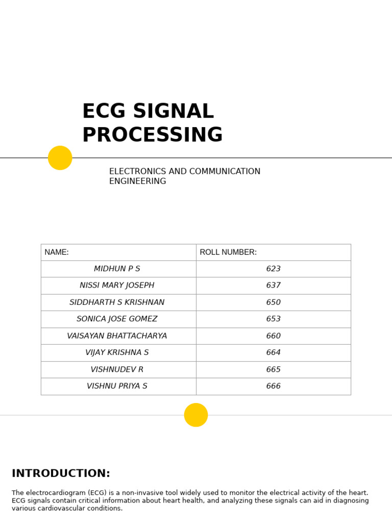 Ecg Signal Processing | PDF | Electrocardiography | Heart Rate