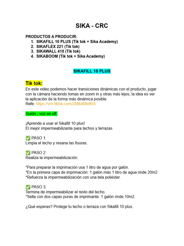 SIKA - CRC - Videos Tik Tok y Sika Academy | PDF | Hormigón | Materiales
