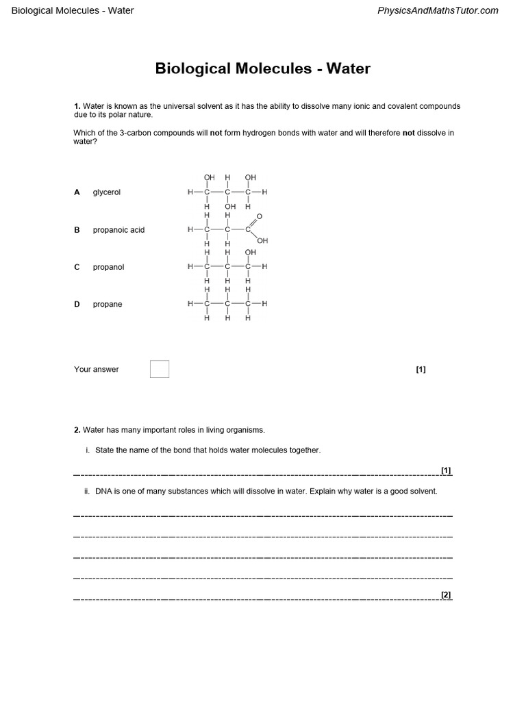Properties of Water in Biology | PDF | Water | Properties Of Water