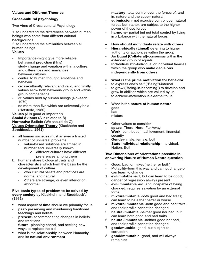 Cross-Cultural Psychology and Values | PDF | Social Psychology | Psychology